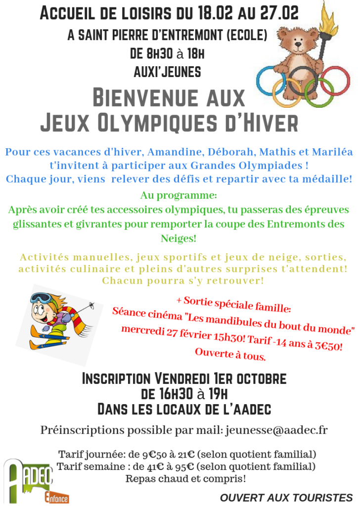 Bienvenue aux Jeux Olympique d’Hiver | AADEC